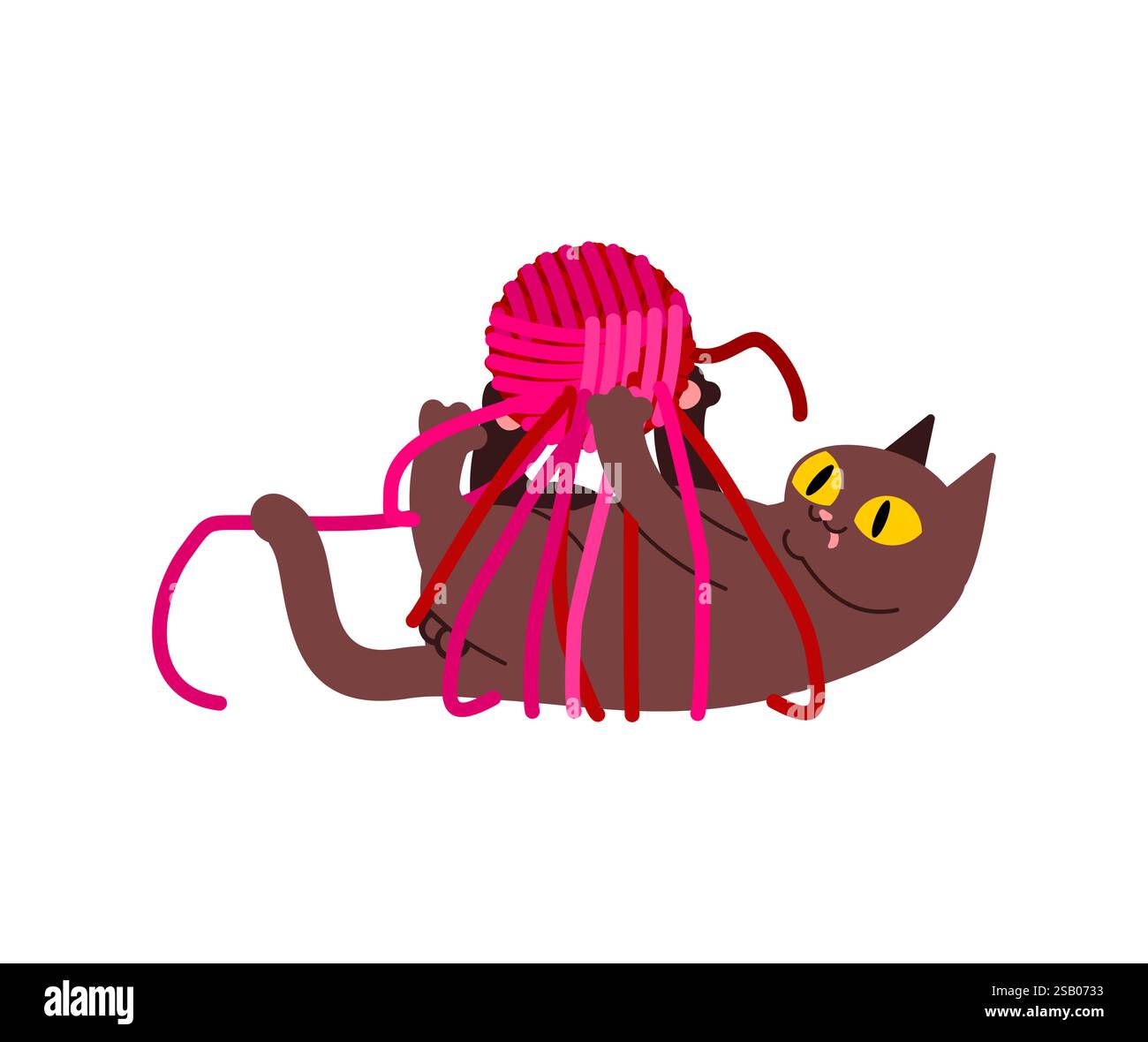 Cat plays with ball of wool. Cat and ball of thread Stock Vector Image ...