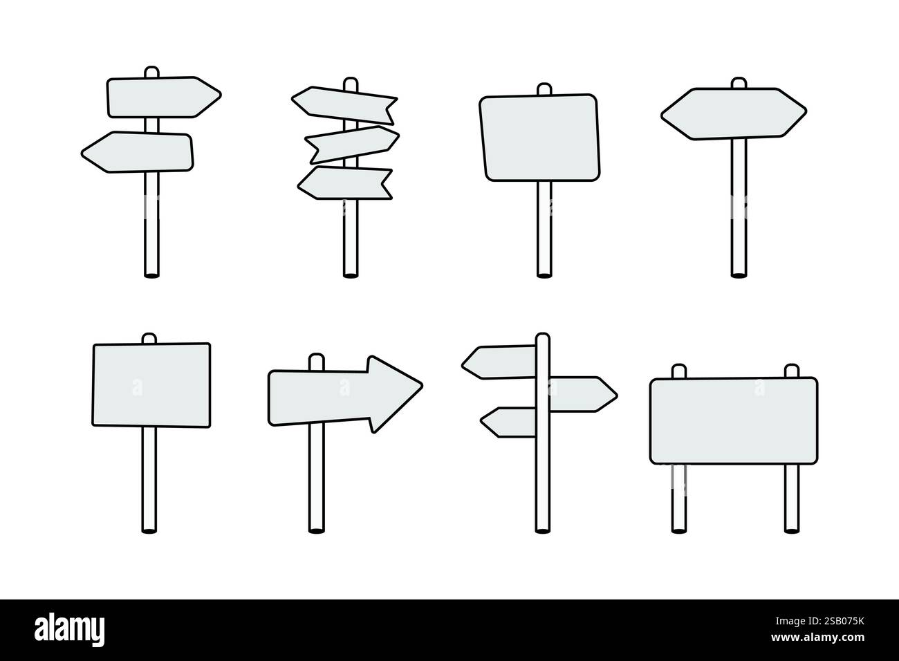 Wooden sign post set, realistic blank signboard on road for pointing ...