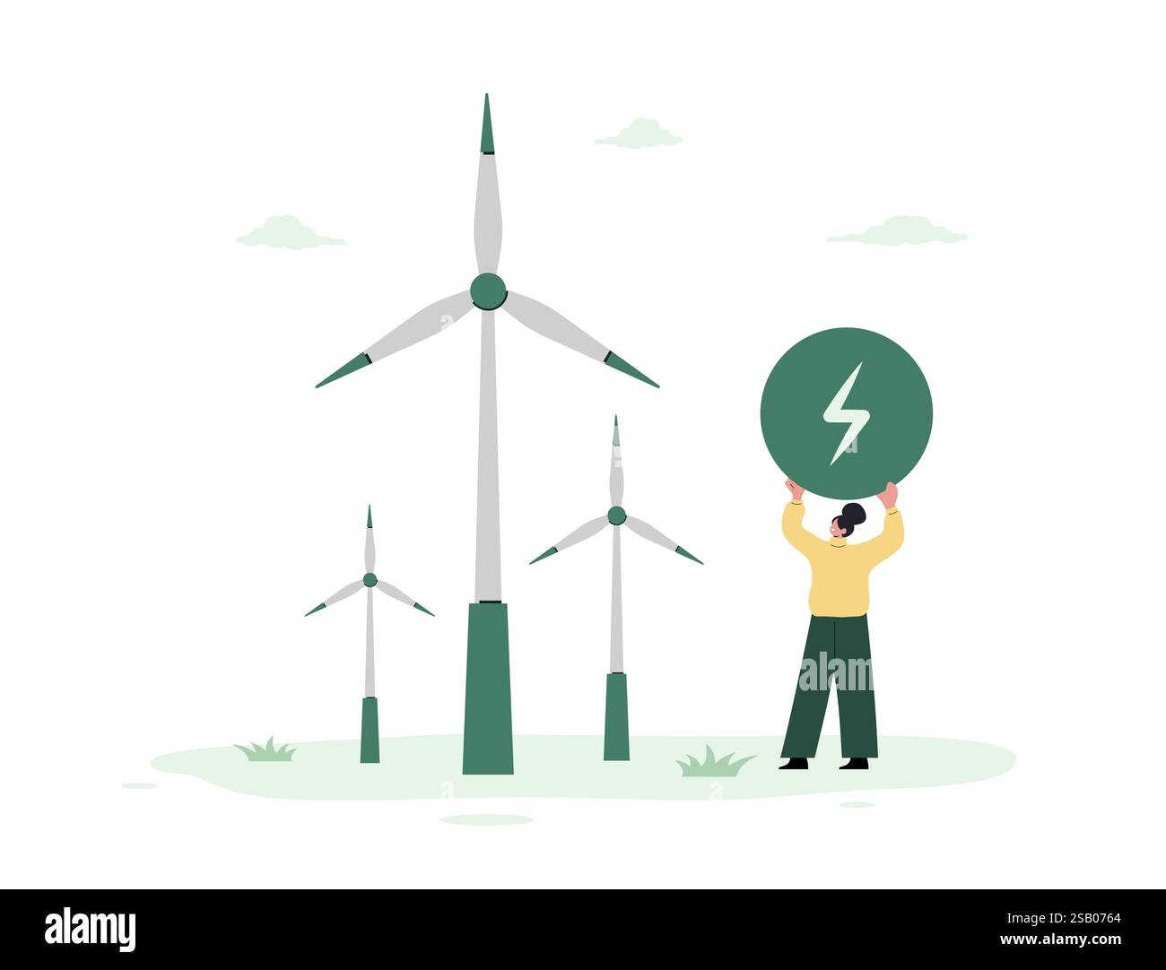 CO2 neutral. Wind electricity generators. Eco power station. Renewable ...