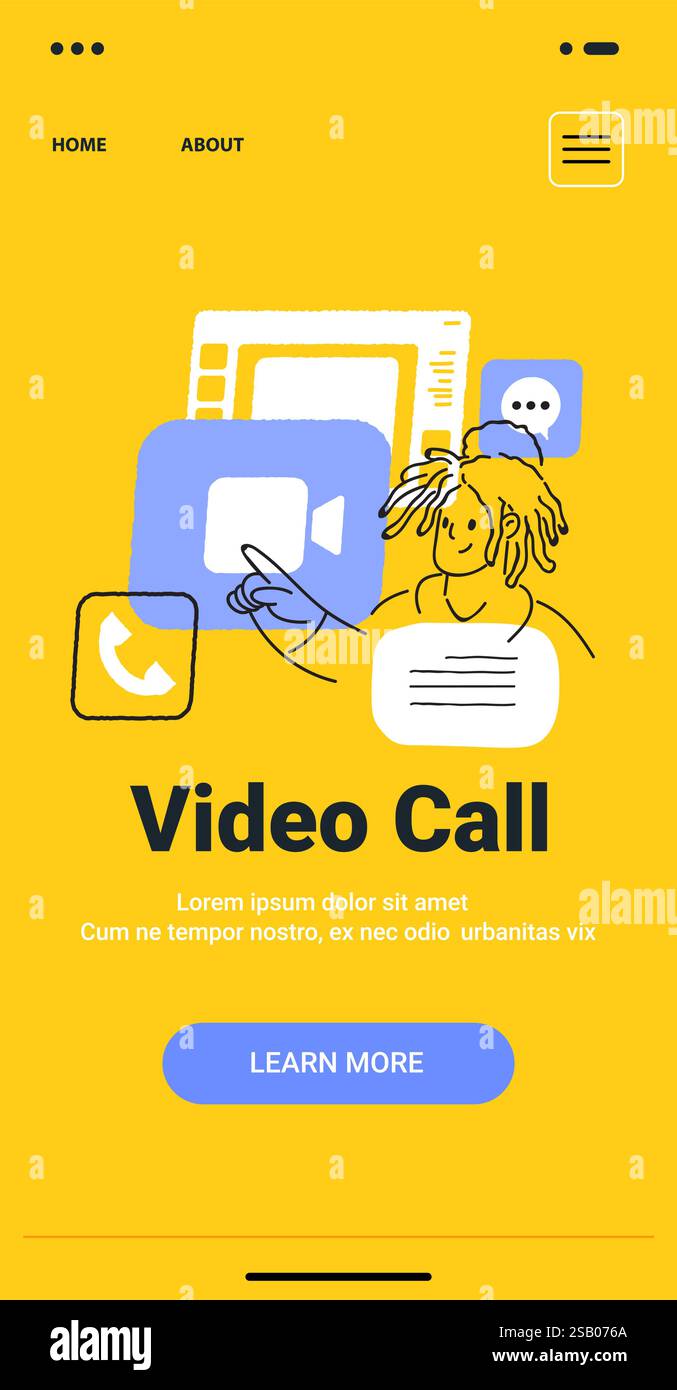 Video call concept with person using digital communication tools on ...