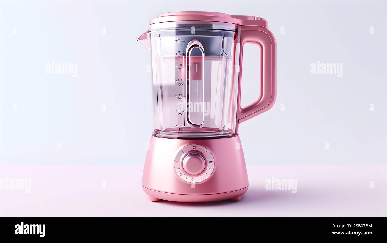 This image depicts a sleek and stylish pink blender,serving as a symbol ...