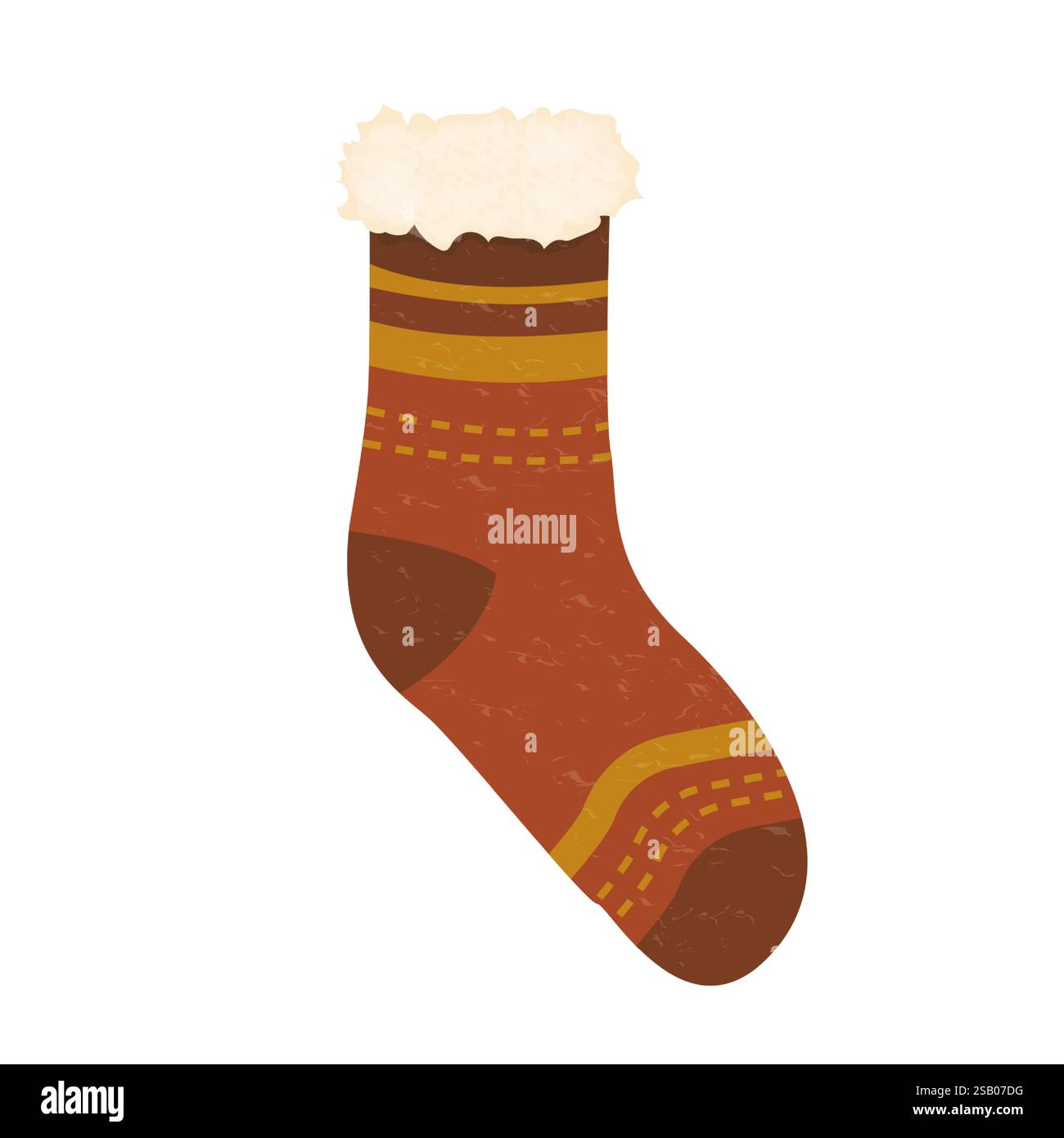 Winter fuzzy sock with dot line pattern cartoon illustration Stock ...