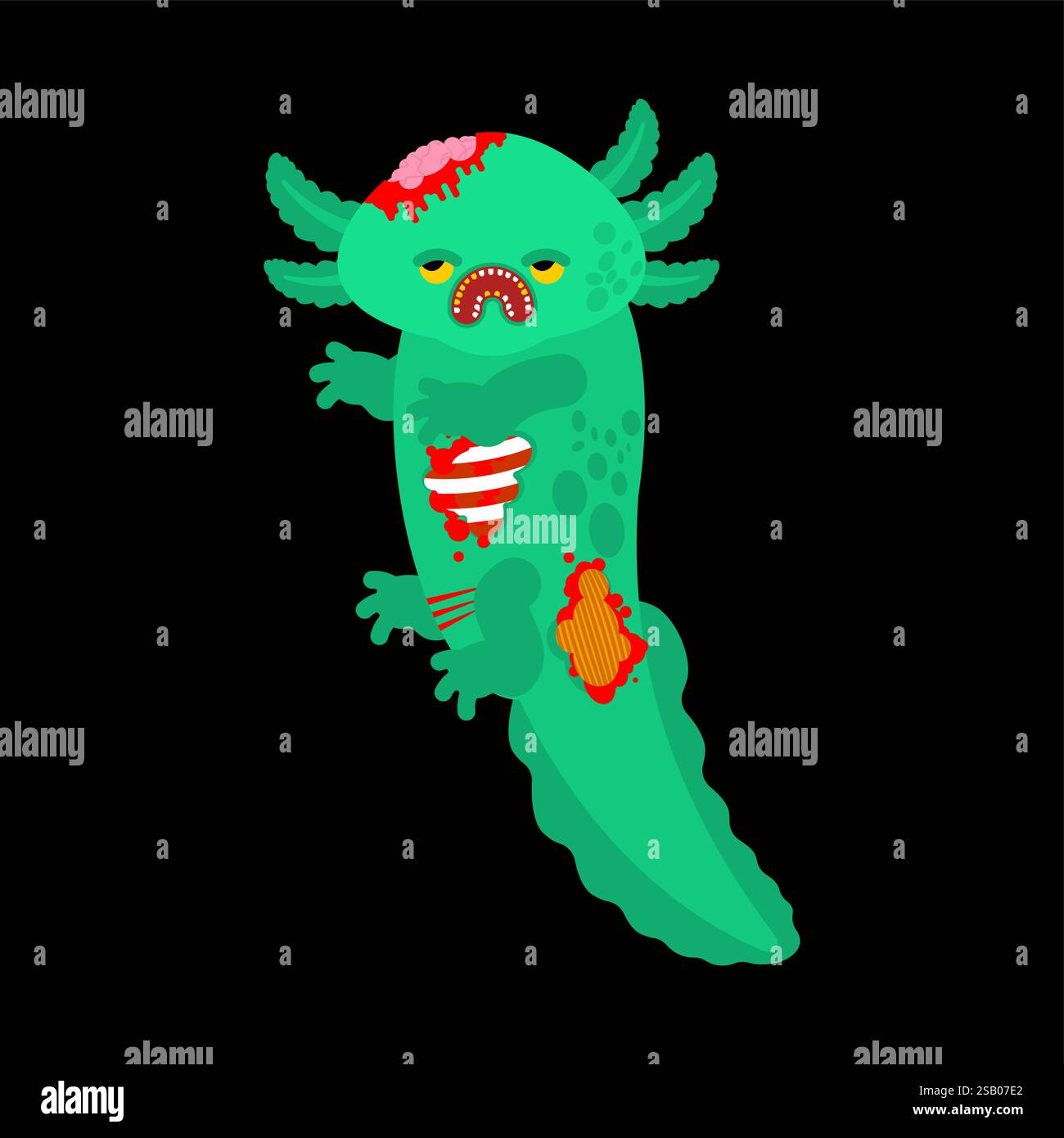 Zombie axolotl isolated. Green Amphibian Salamander Stock Vector Image ...