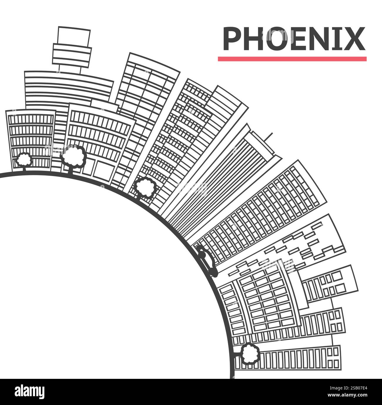 Outline Phoenix Arizona City Skyline with Modern Buildings and copy ...