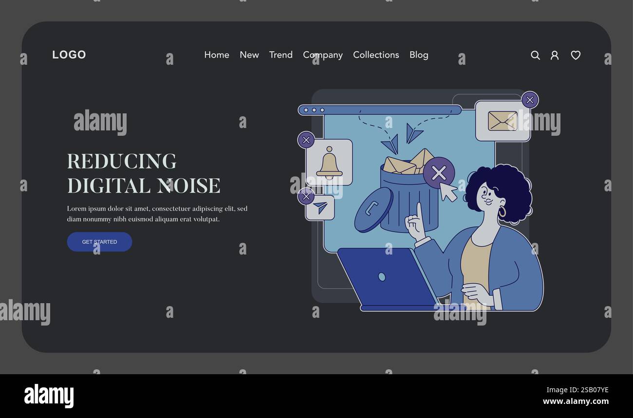 Digital noise reduction concept. Focus on decluttering online spaces ...