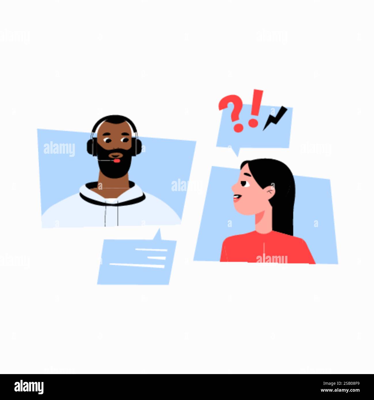 Virtual Communication Misunderstanding In Flat Vector Illustration ...
