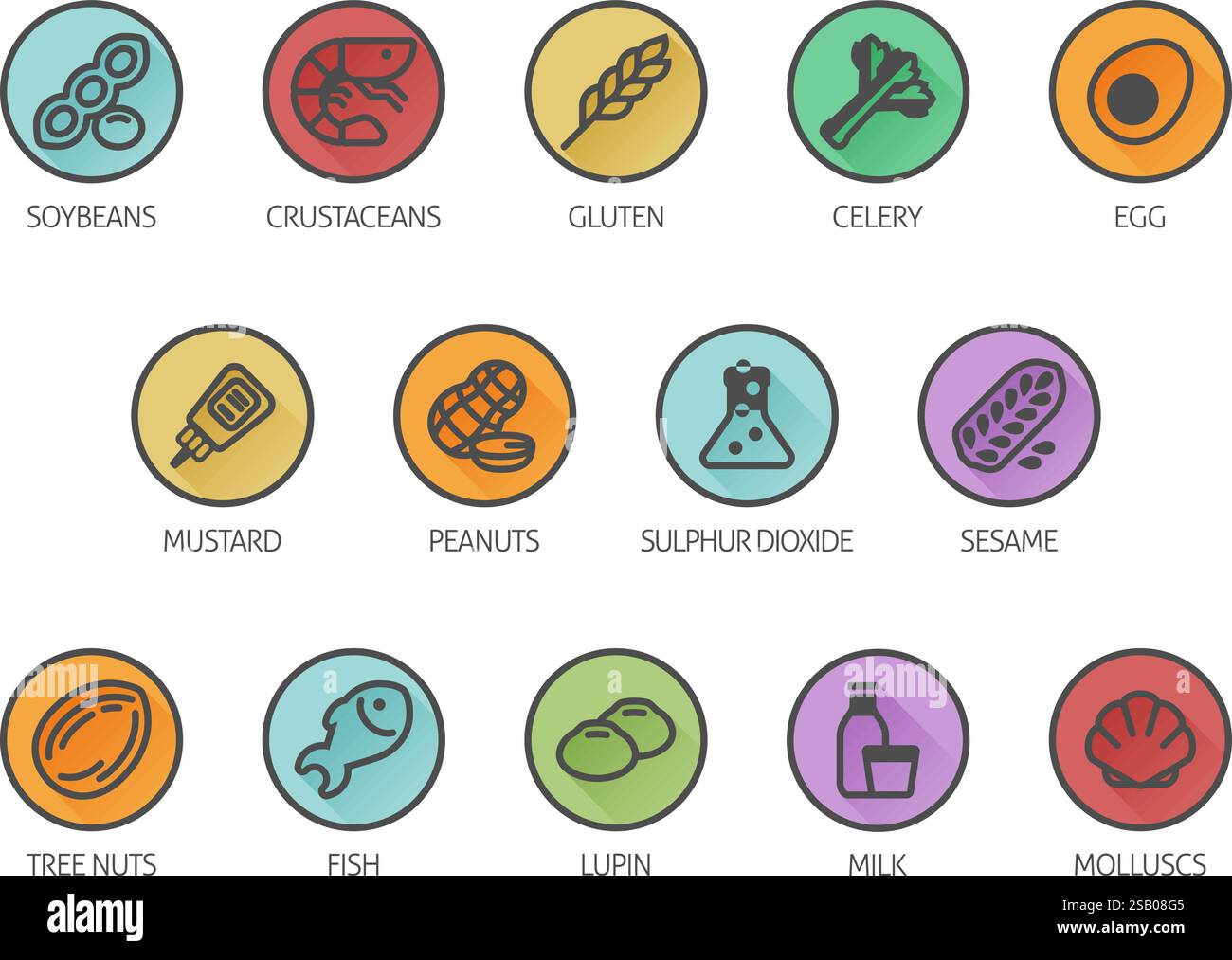 Allergen Food Major Allergy Icons Stock Vector Image & Art - Alamy