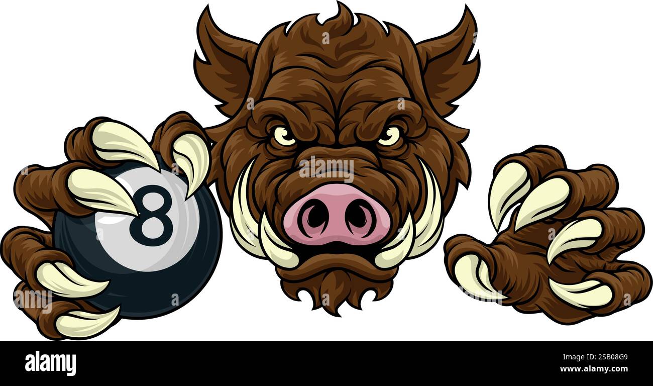 Boar Wild Hog Razorback Warthog Pig Pool Mascot Stock Vector Image ...