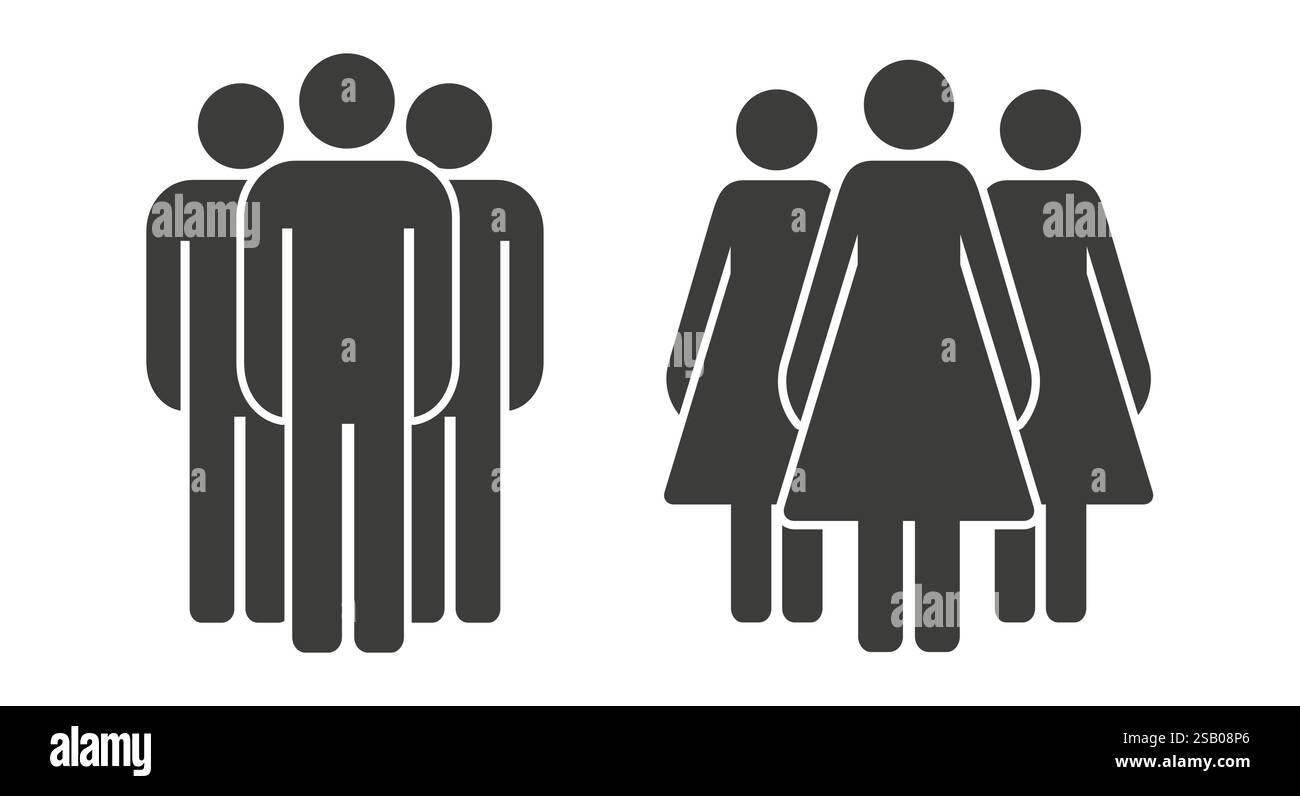 Gender balance. People infographics icon. Silhouette icon. Two small ...