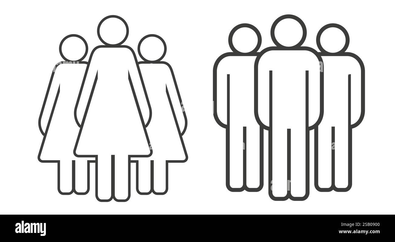 Gender balance. Line icon. People infographics icon. Two small groups ...