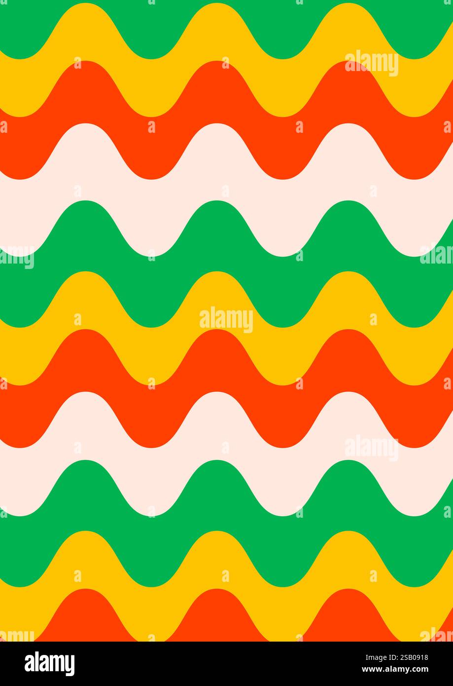 Abstract psychedelic retro background with wavy pattern. Groovy waves ...