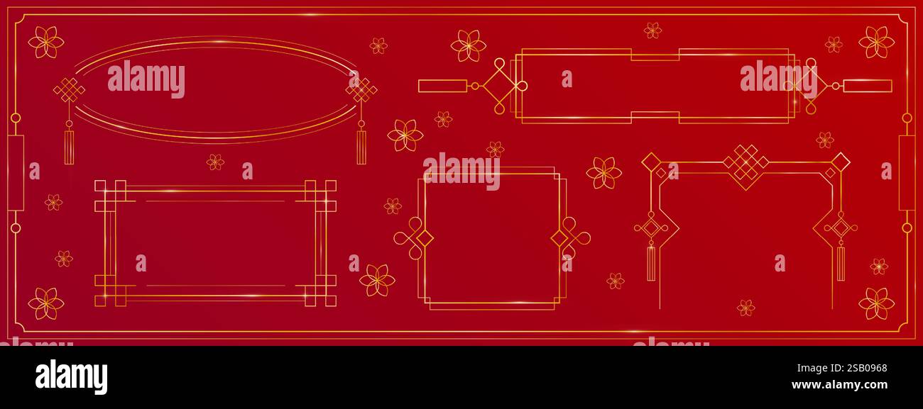 Chinese golden frame collection - traditional oriental border designs ...