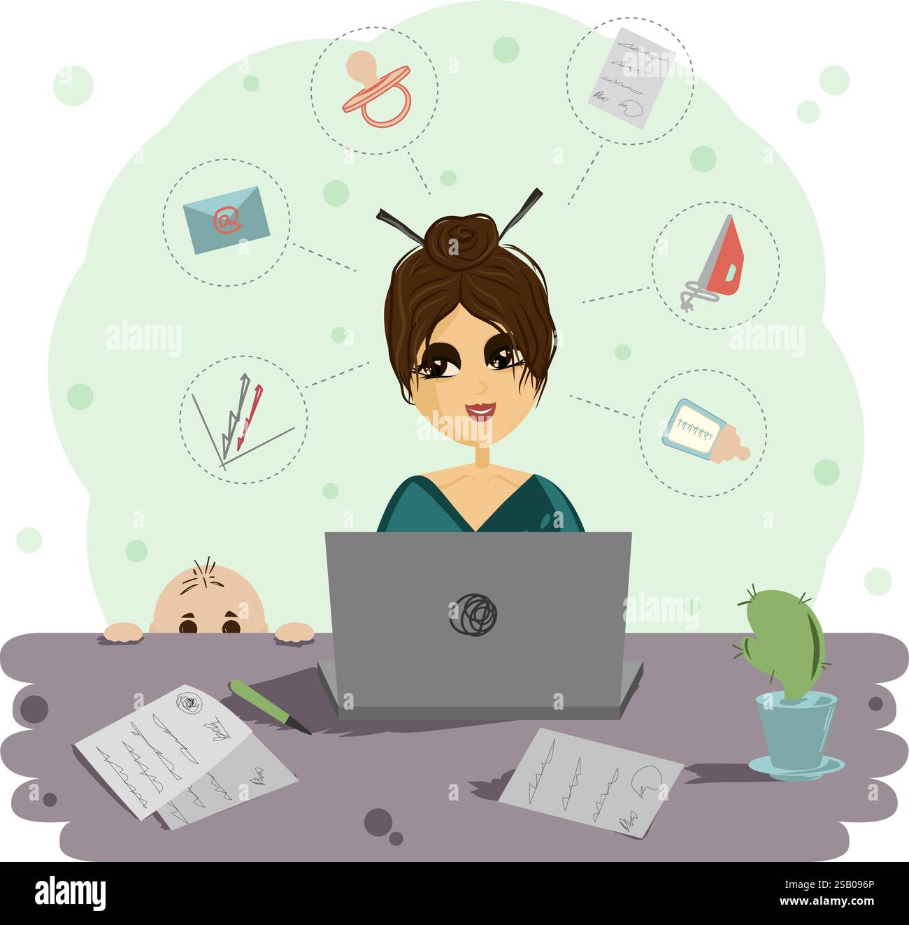 Mom laptop with baby Cut Out Stock Images & Pictures - Alamy
