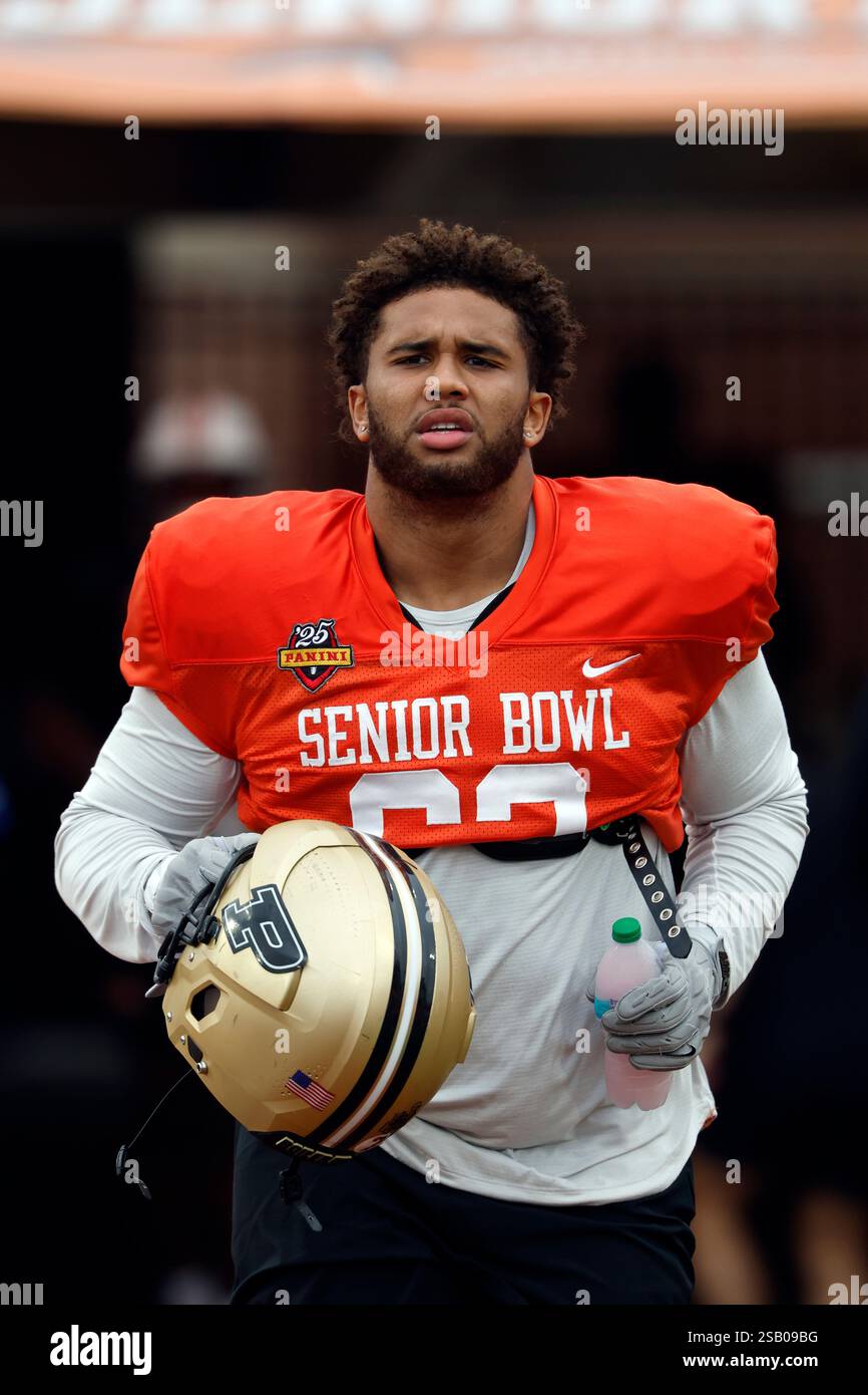 National team offensive lineman Marcus Mbow of Purdue (63) during ...