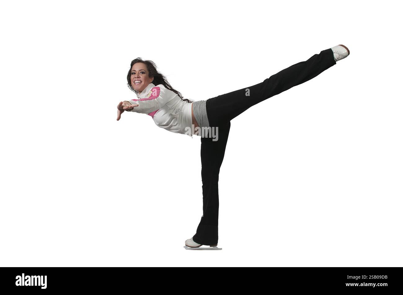 Beautiful young woman figure skater on ice skates Stock Photo - Alamy