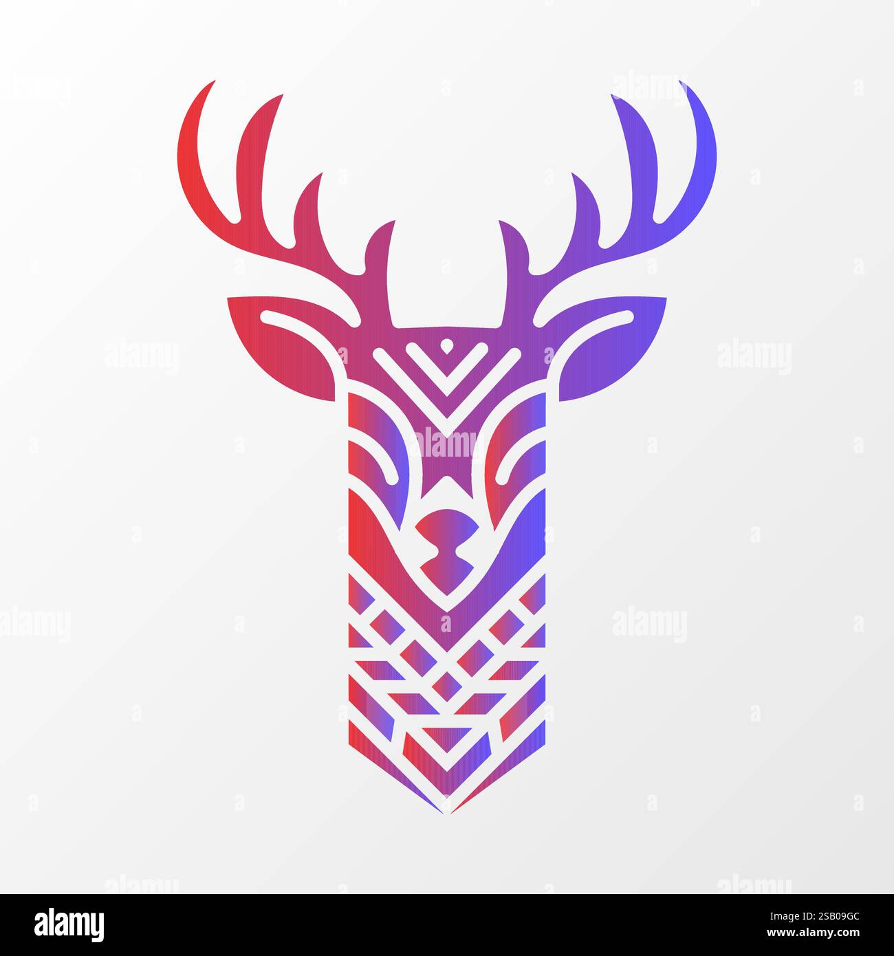 Stylized deer head illustration with geometric patterns, featuring a ...
