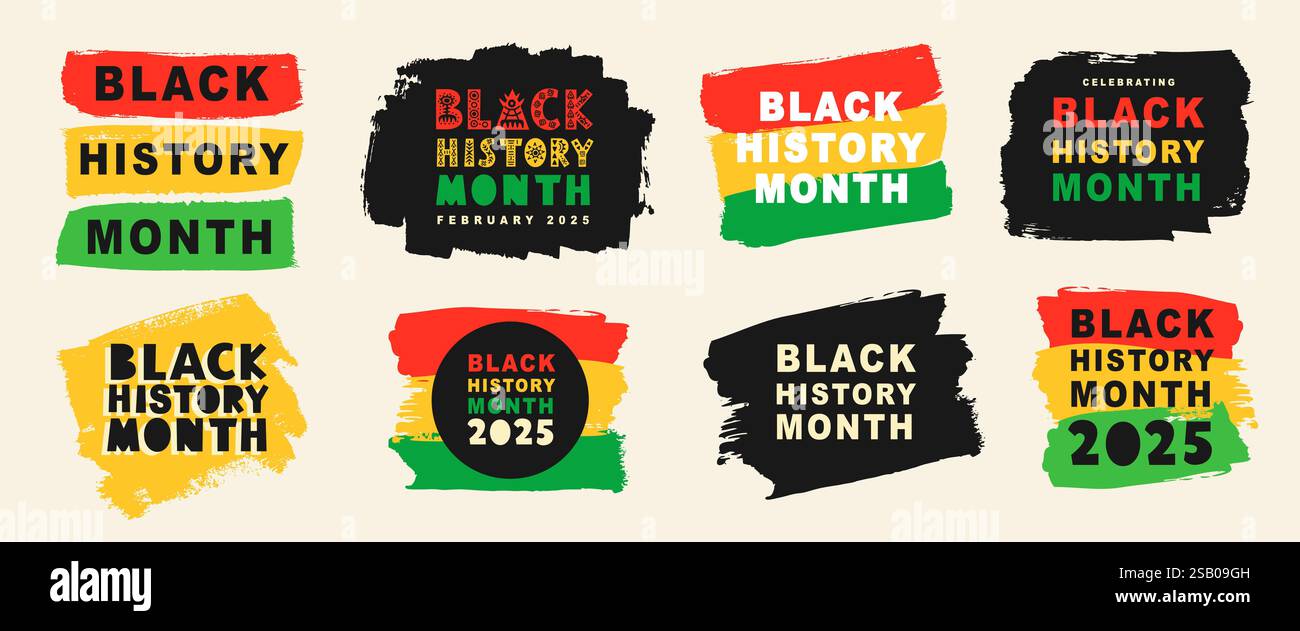 Black History Month African American Banner Set Stock Vector Image ...