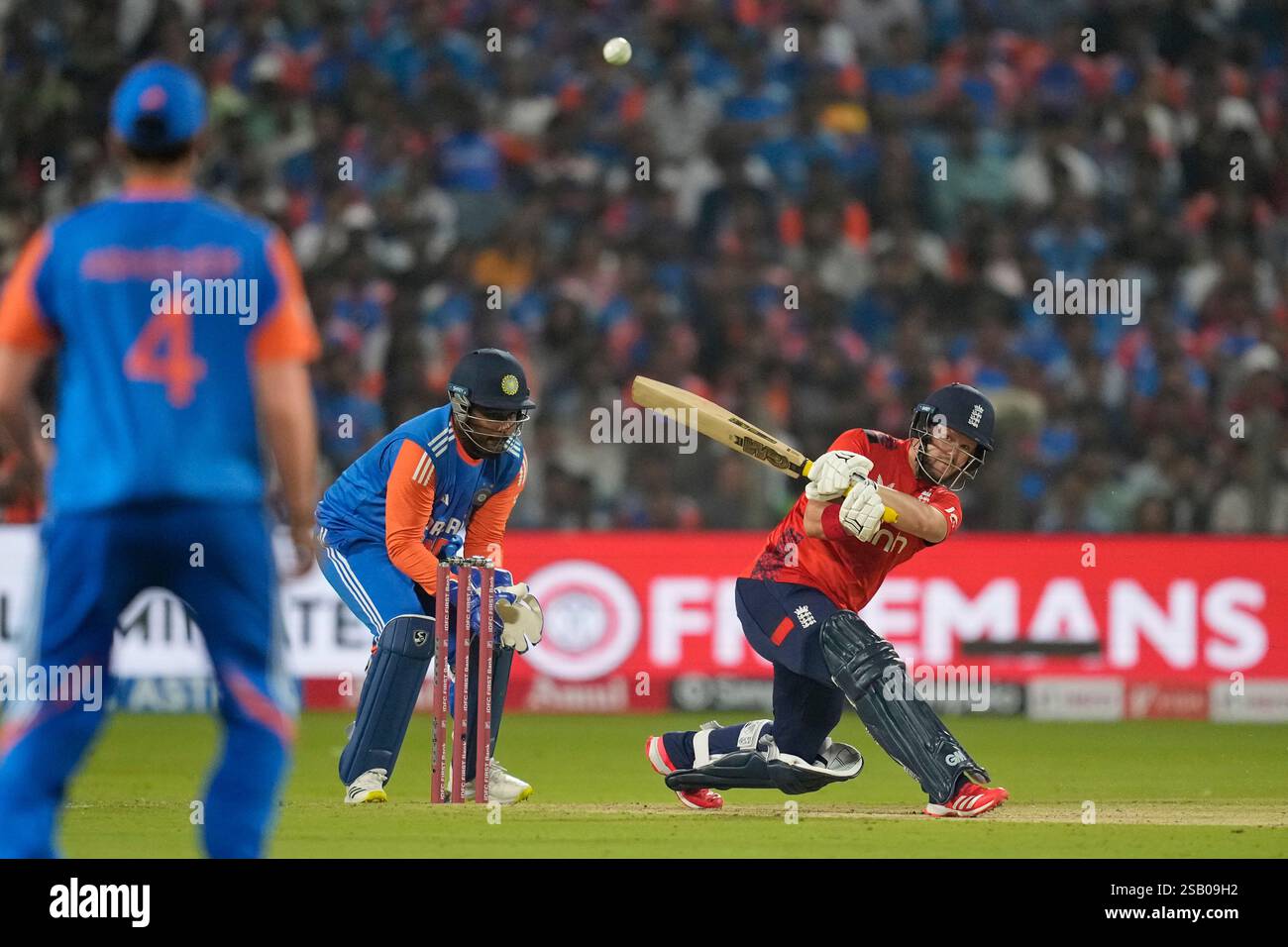 England's Ben Duckett plays a shot during the fourth T20 cricket match ...