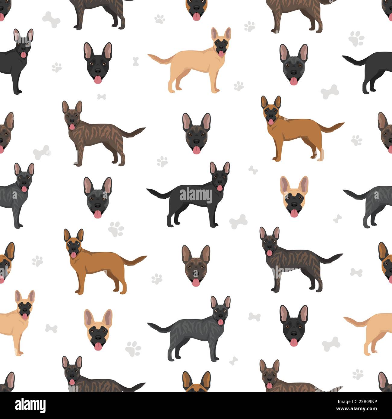 Frenchie Shepherd seamless pattern. French Bulldog - German Shepherd ...