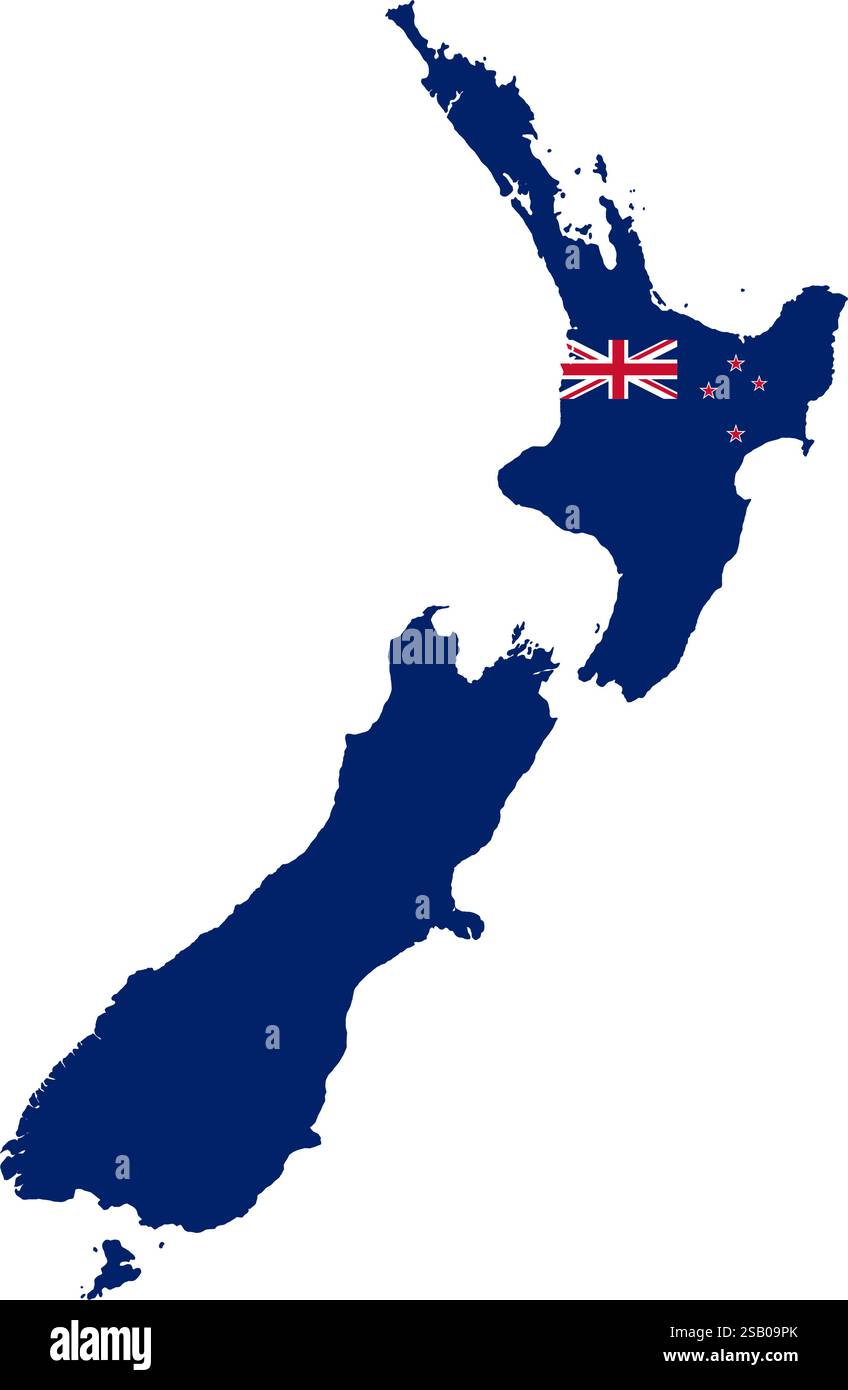 New Zealand flag map contour vector illustration Stock Vector Image ...
