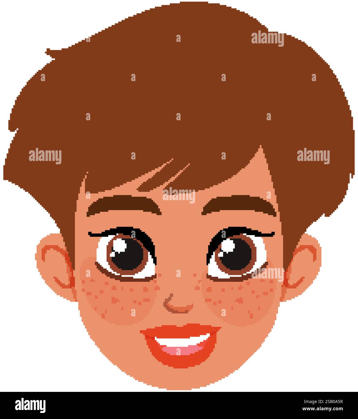 Happy cartoon face with brown hair Stock Vector Image & Art - Alamy