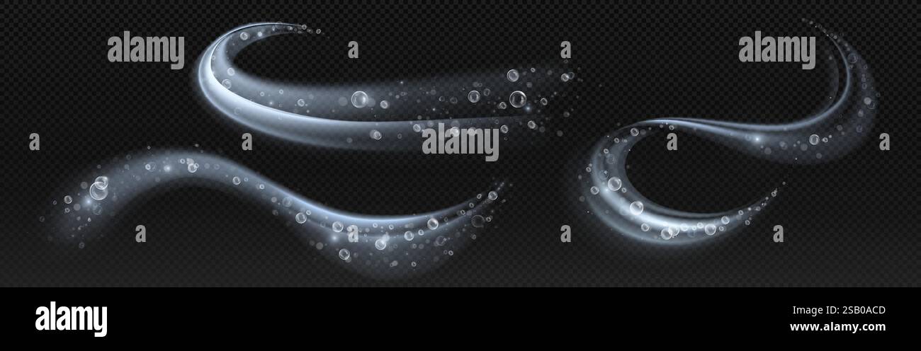 Bubble swirl effect collection with transparent wavy trails - luminous ...