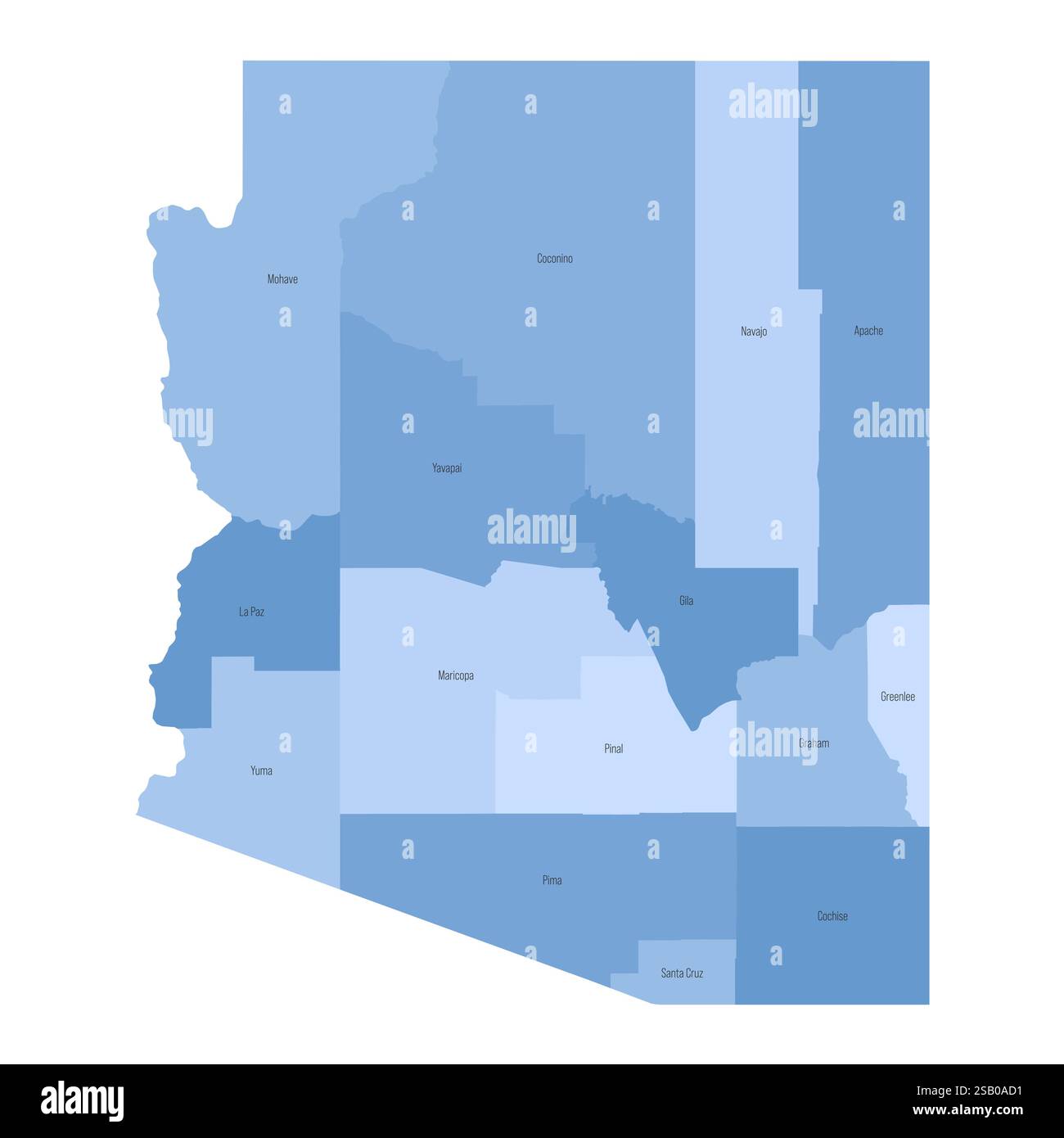 Arizona, AZ - detailed political map of US state. Administrative map ...