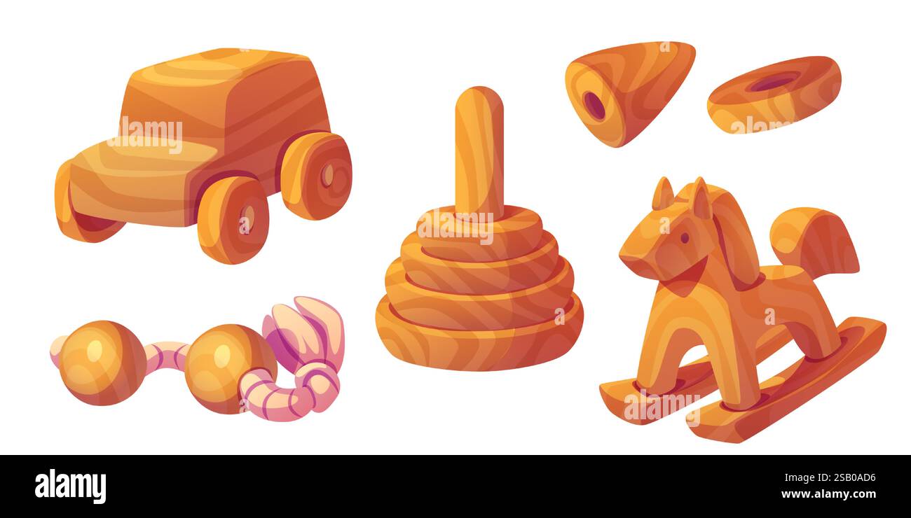 Handcrafted wooden car vintage Stock Vector Images - Alamy