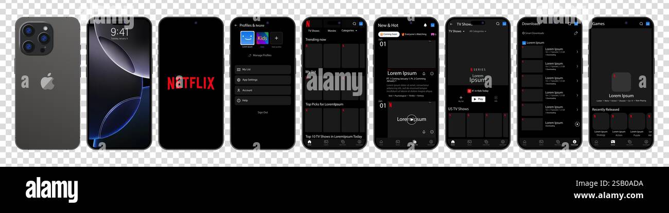 Netflix interface in black iphone 16 pro max. Netflix screen social ...