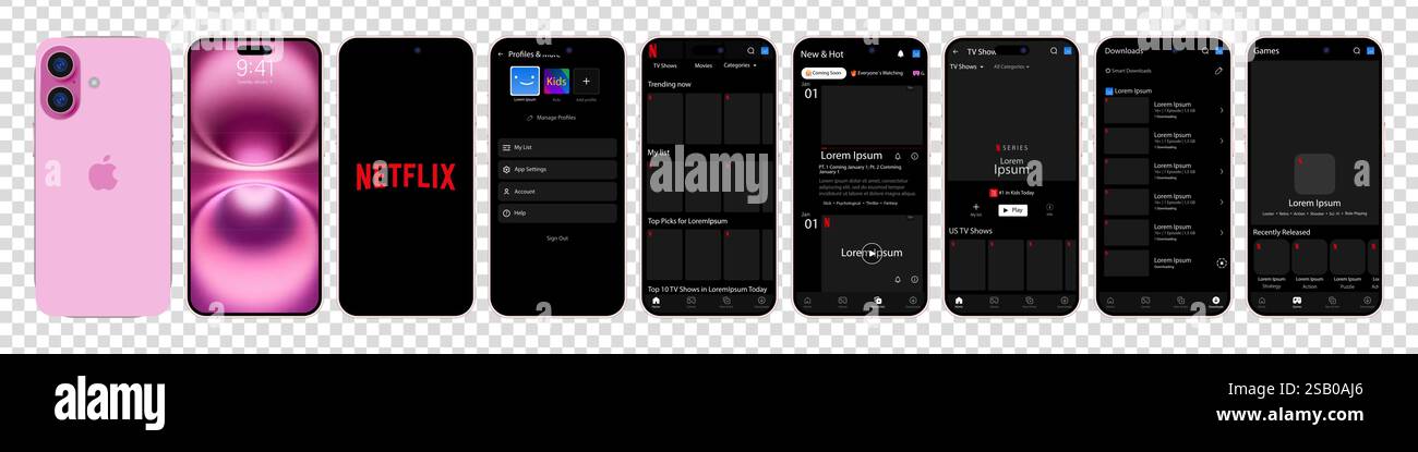 Netflix interface in pink iphone 16. Netflix screen social media ...
