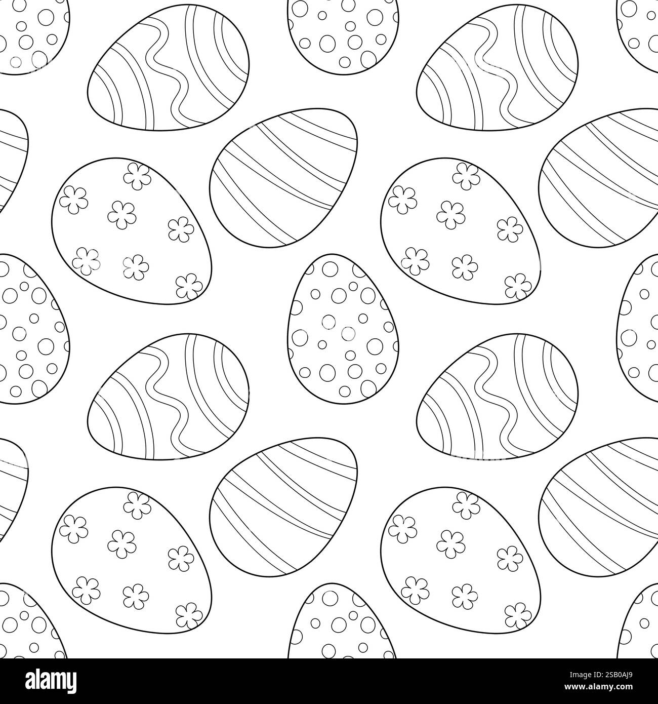 Seamless black-and-white Easter egg pattern for coloring Stock Vector ...