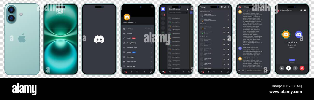 Discord screen in green Iphone 16. Discord mobile application from ...