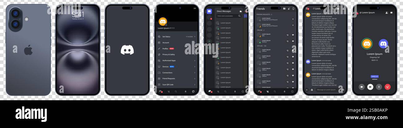 Discord screen in gray Iphone 16. Discord mobile application from ...