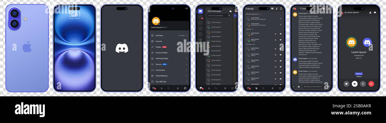 Discord screen in blue Iphone 16. Discord mobile application from ...