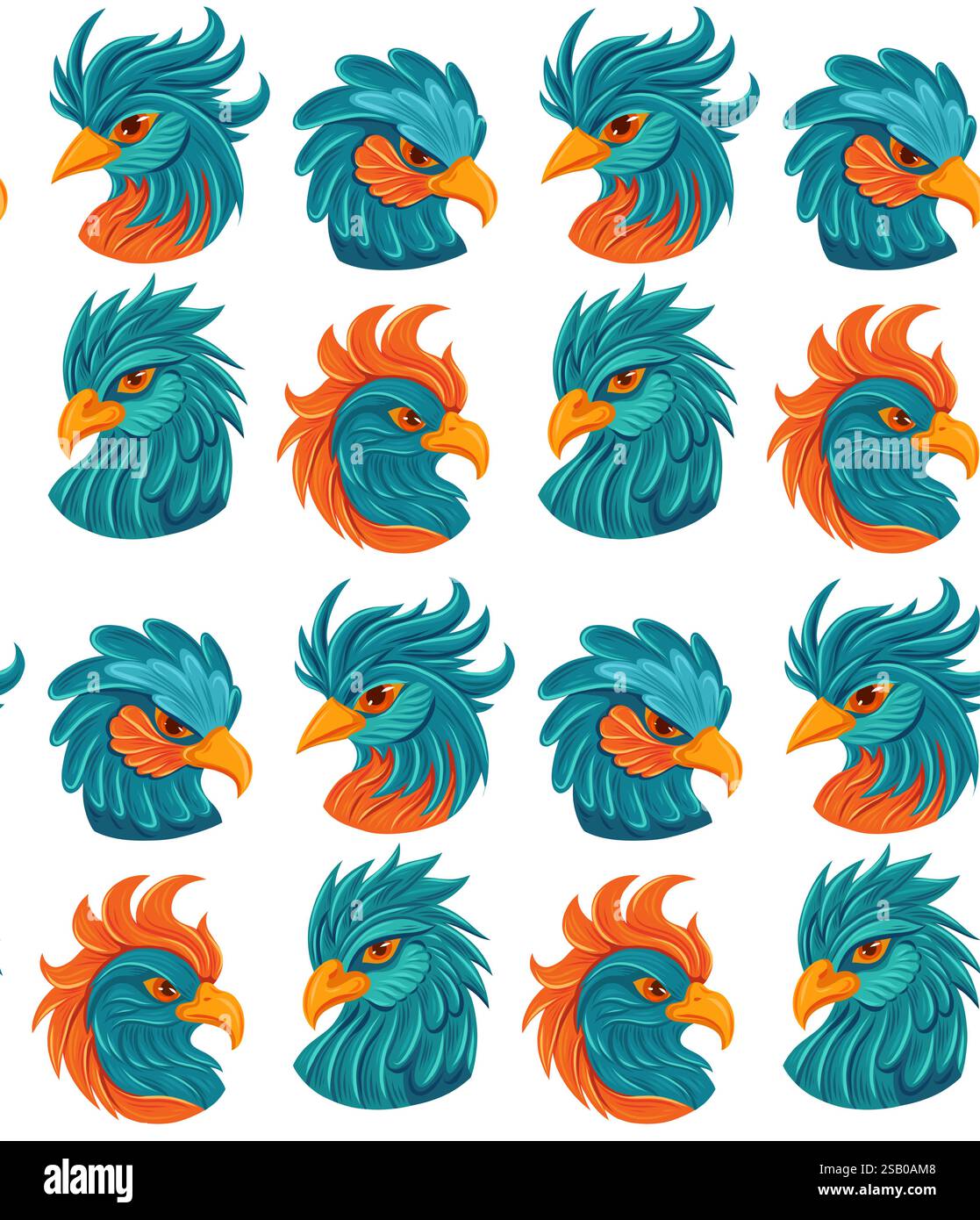 Vector seamless pattern with blue bird on white background. Texture ...