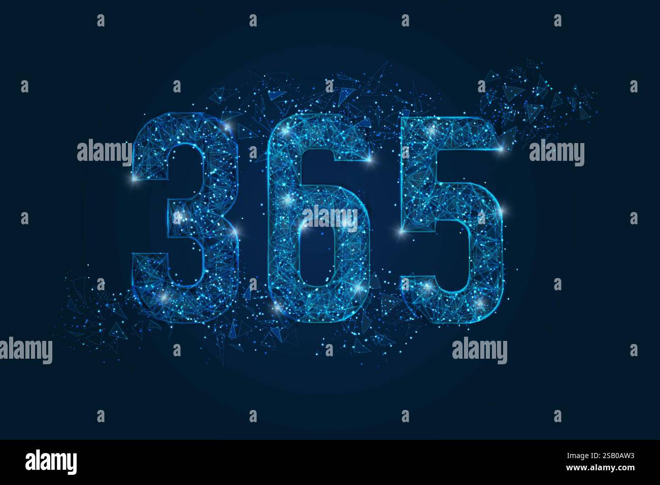 Abstract isolated blue image of 365 Logo. Polygonal low poly wireframe ...