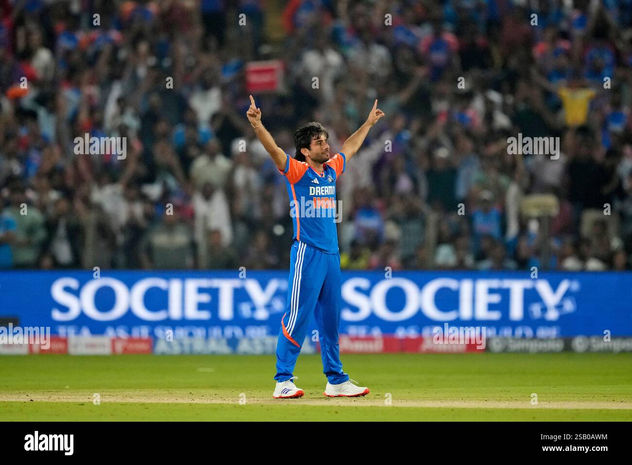 India's Ravi Bishnoi celebrates the wicket of England's Ben Duckett ...