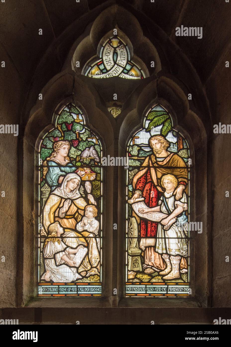Stained glass St Michael and All Angels Linton, Yorkshire Dales Stock ...