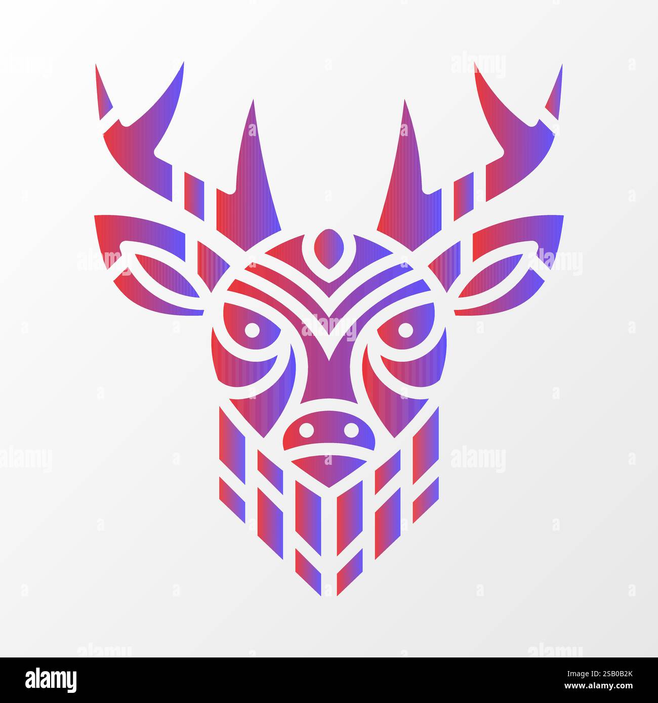 Stylized deer head illustration featuring intricate geometric details ...