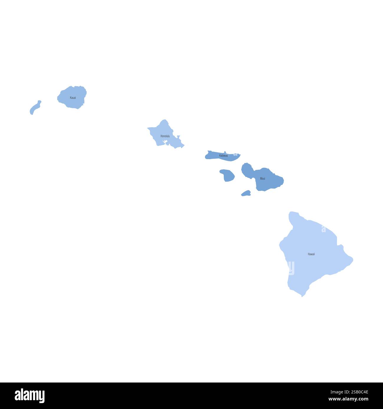 Hawaii, HI - detailed political map of US state. Administrative map ...