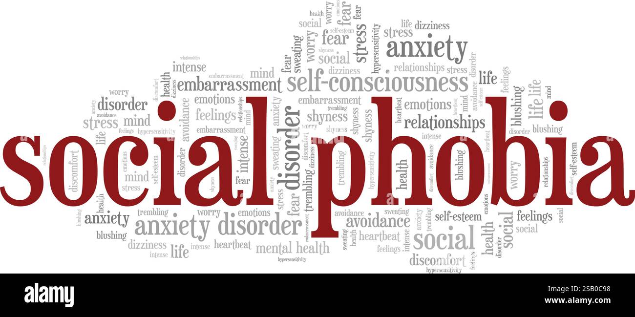 Social Phobia word cloud conceptual design isolated on white background ...