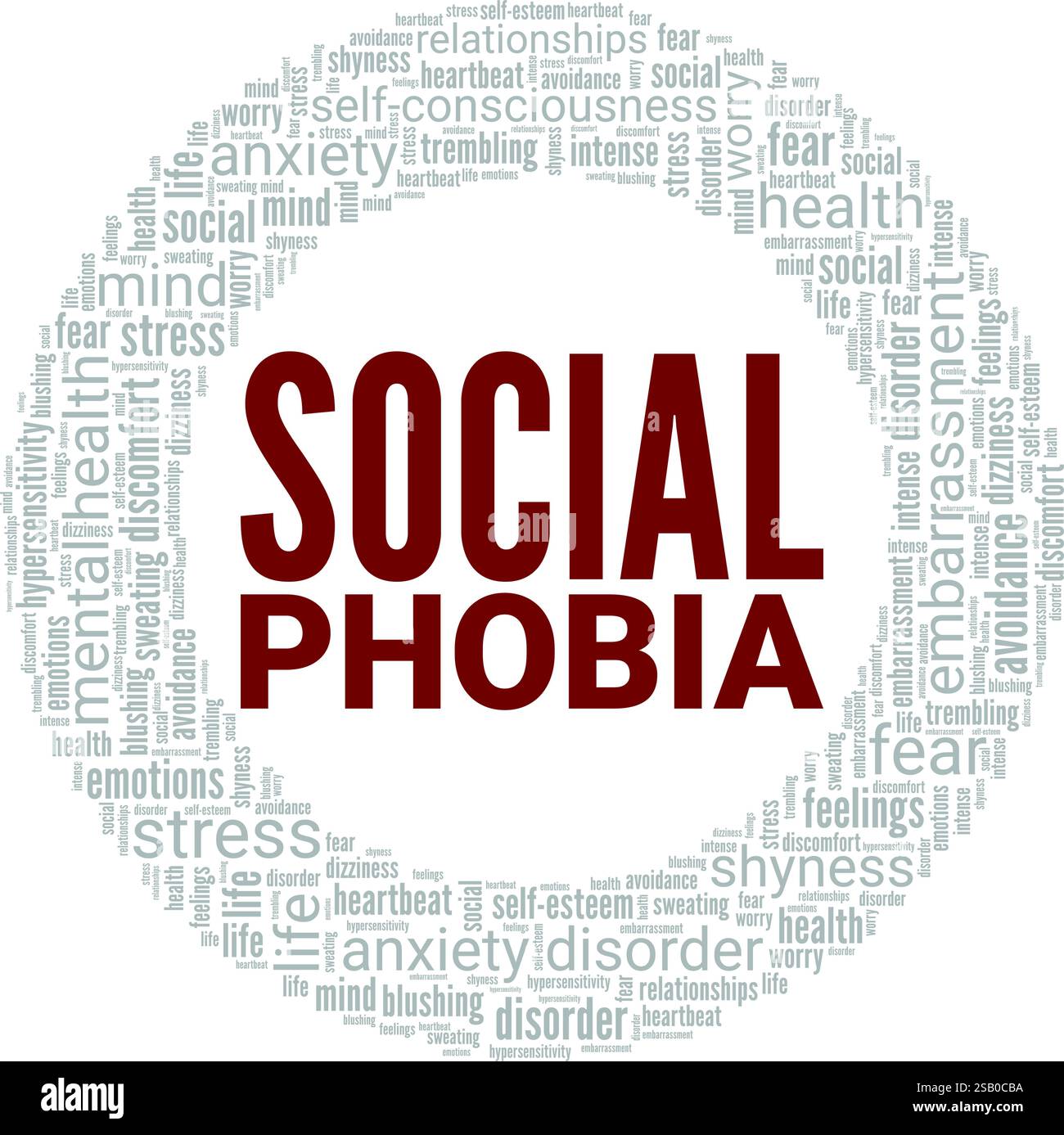Social Phobia word cloud conceptual design isolated on white background ...