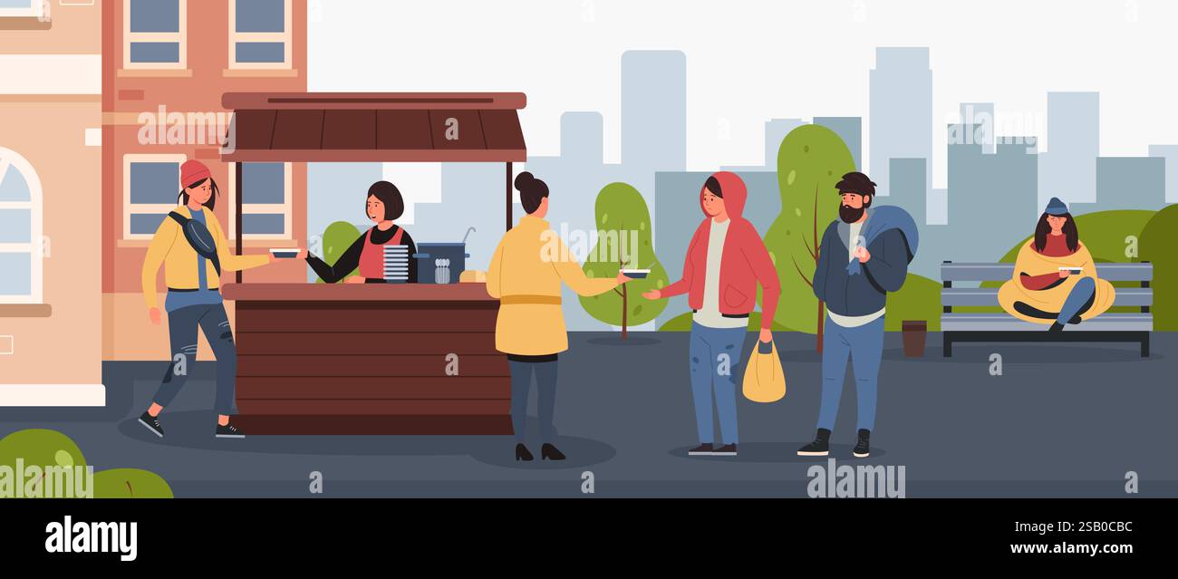 Community service stand volunteers Stock Vector Images - Alamy