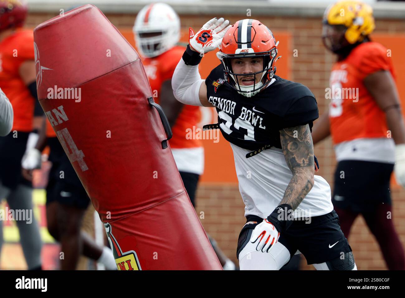 National team defensive back Justin Barron of Syracuse (23) runs ...