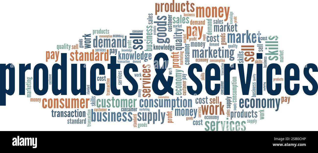 Product and Services word cloud conceptual design isolated on white ...