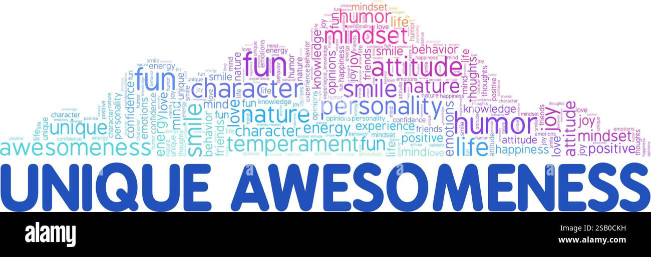 Unique Awesomeness word cloud conceptual design isolated on white ...