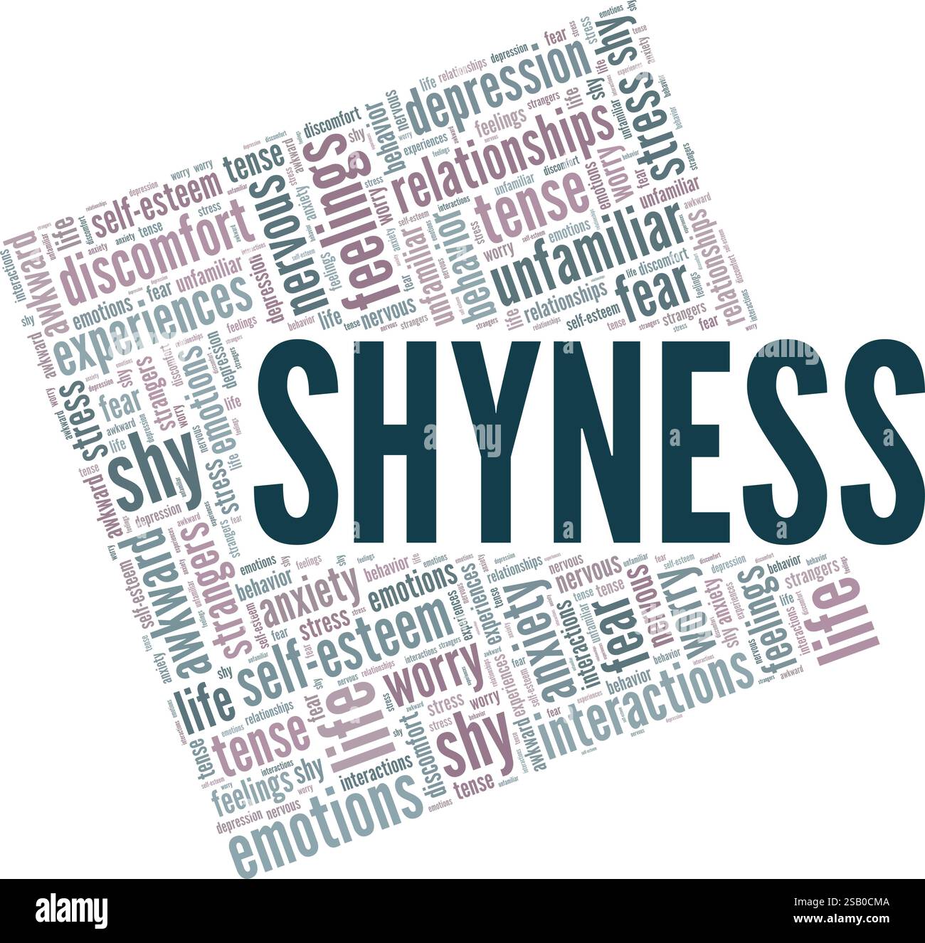 Shyness word cloud conceptual design isolated on white background Stock ...