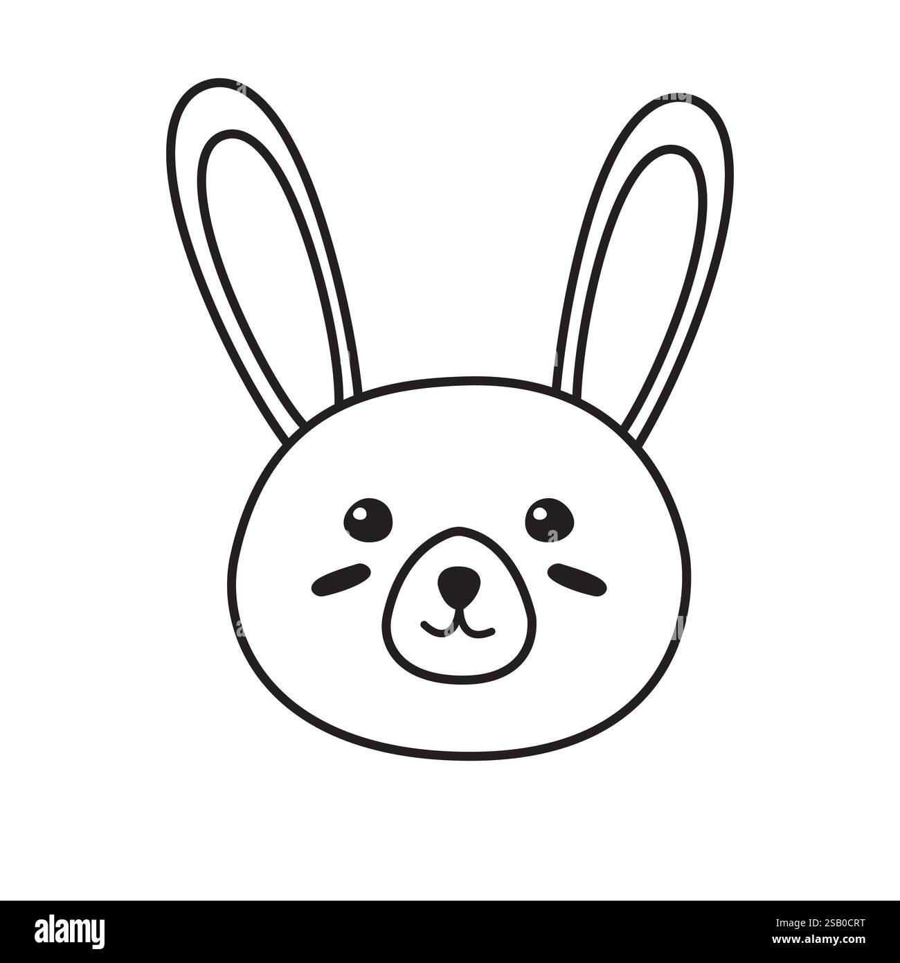 Vector flat doodle hand drawn rabbit bunny face isolated on white ...