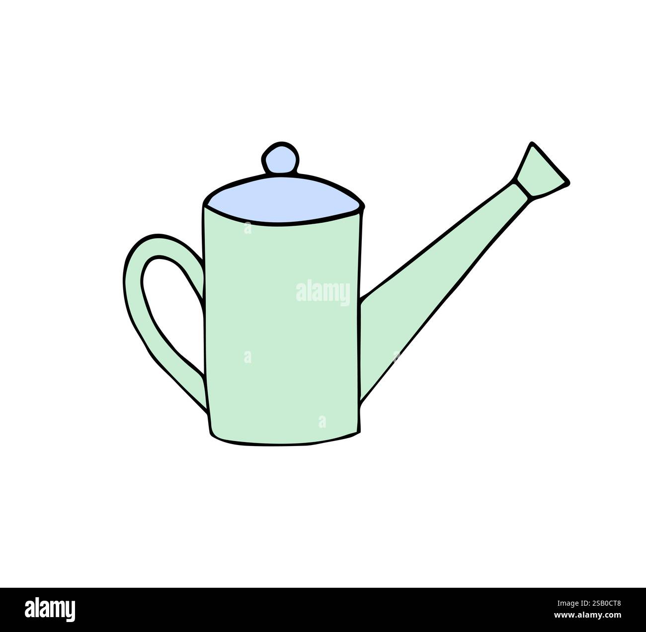 Vector hand drawn doodle sketch colored Watering can pot isolated on ...