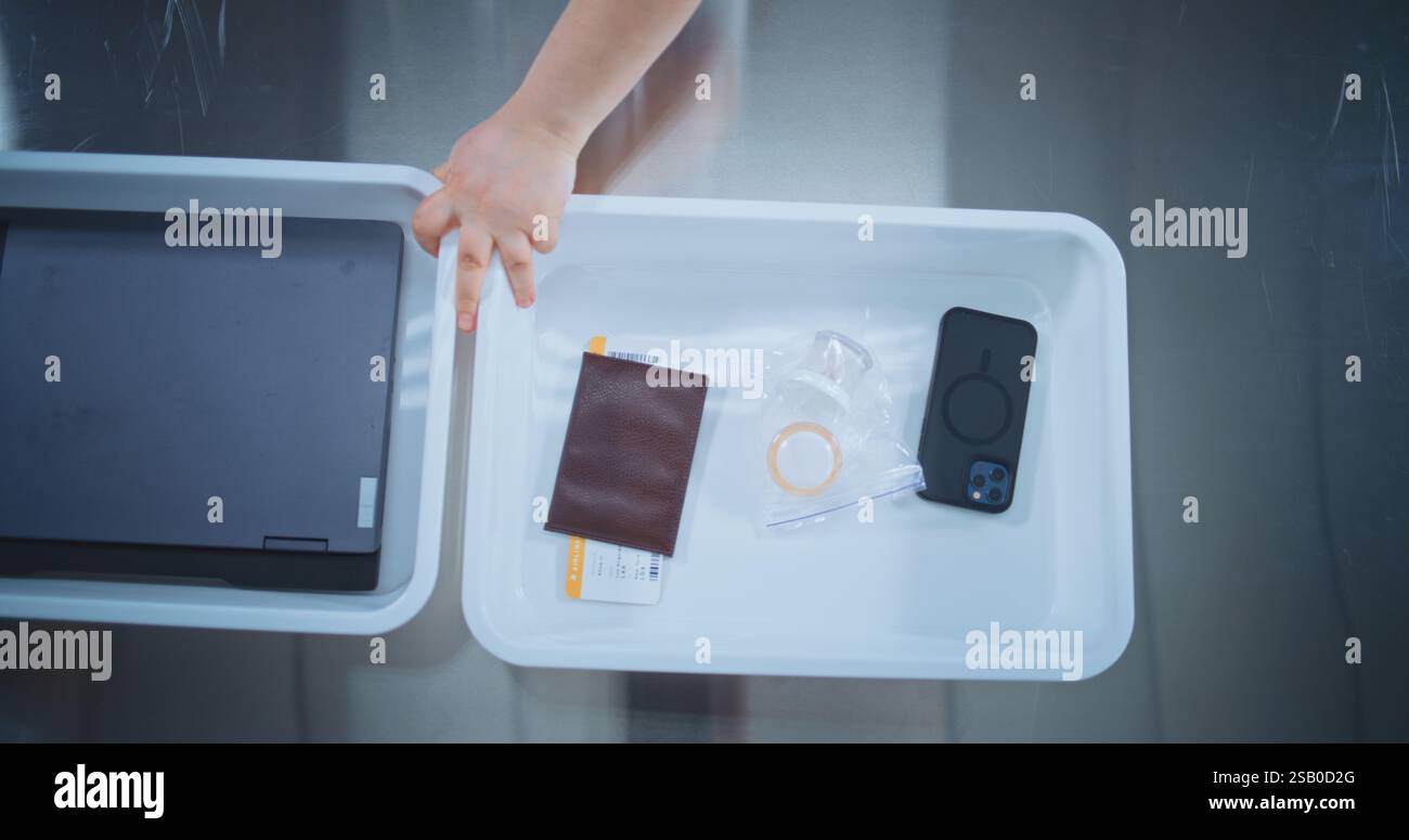 Top View on Diverse People, Passengers Putting Personal Belongings in ...